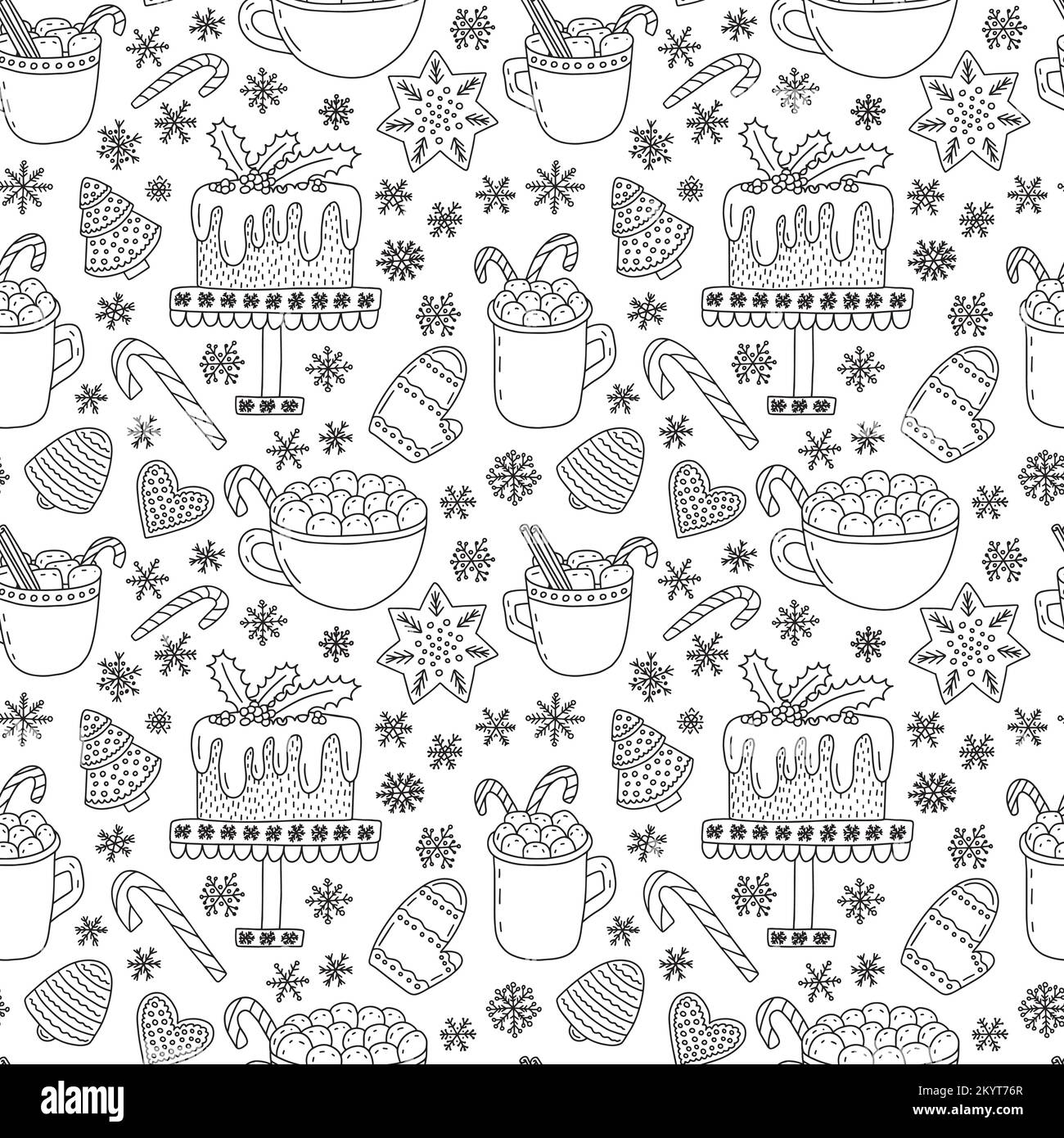 Christmas cake doodle Black and White Stock Photos & Images - Alamy