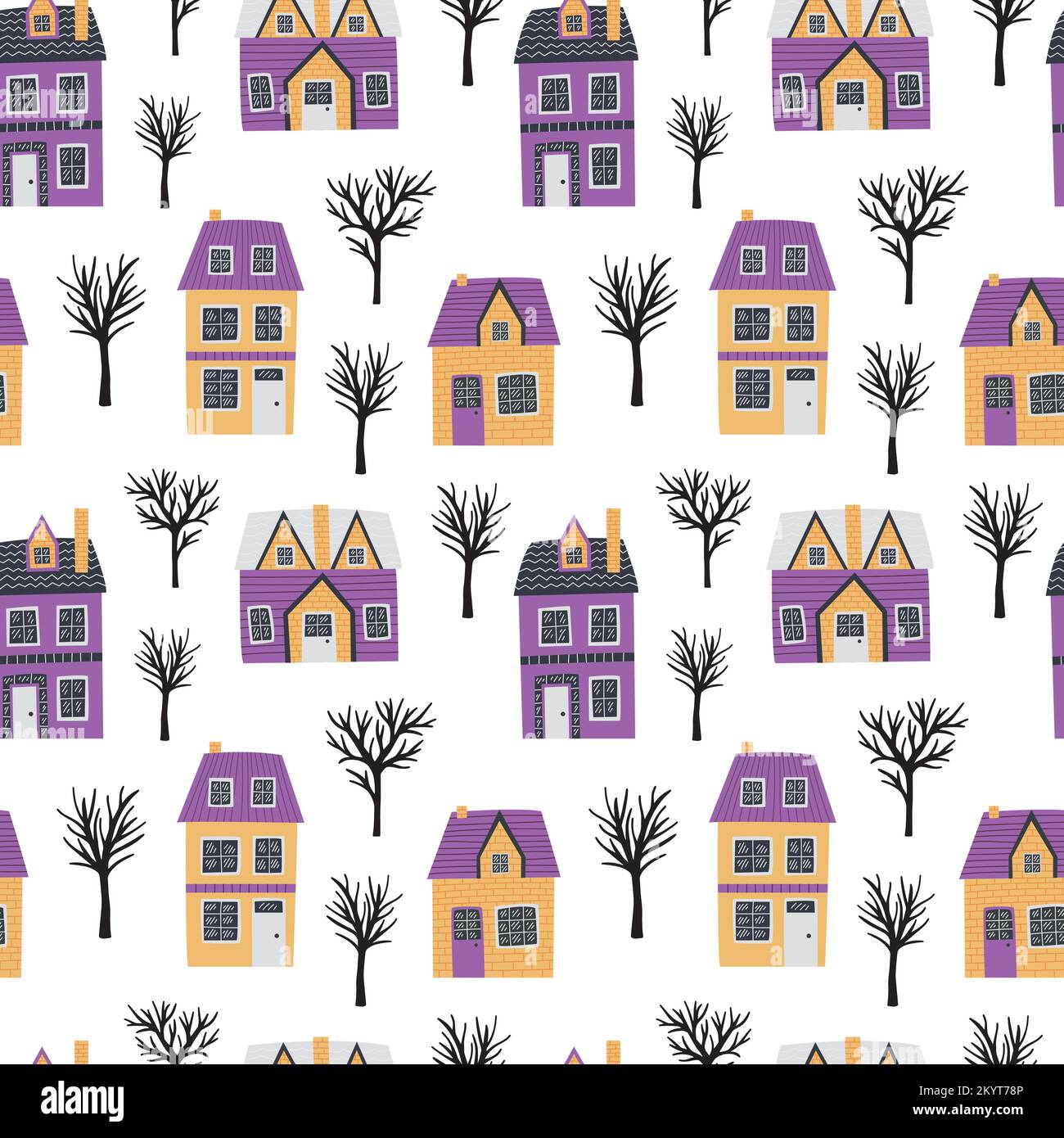 Houses trees in city Stock Vector Images - Alamy