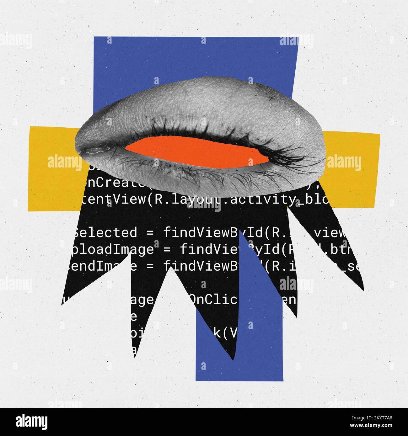 Contemporary art collage. Creative design. Female eyes design with ...