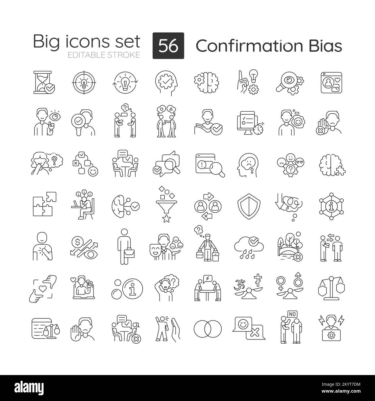 Confirmation bias linear big icons set Stock Vector Image & Art - Alamy