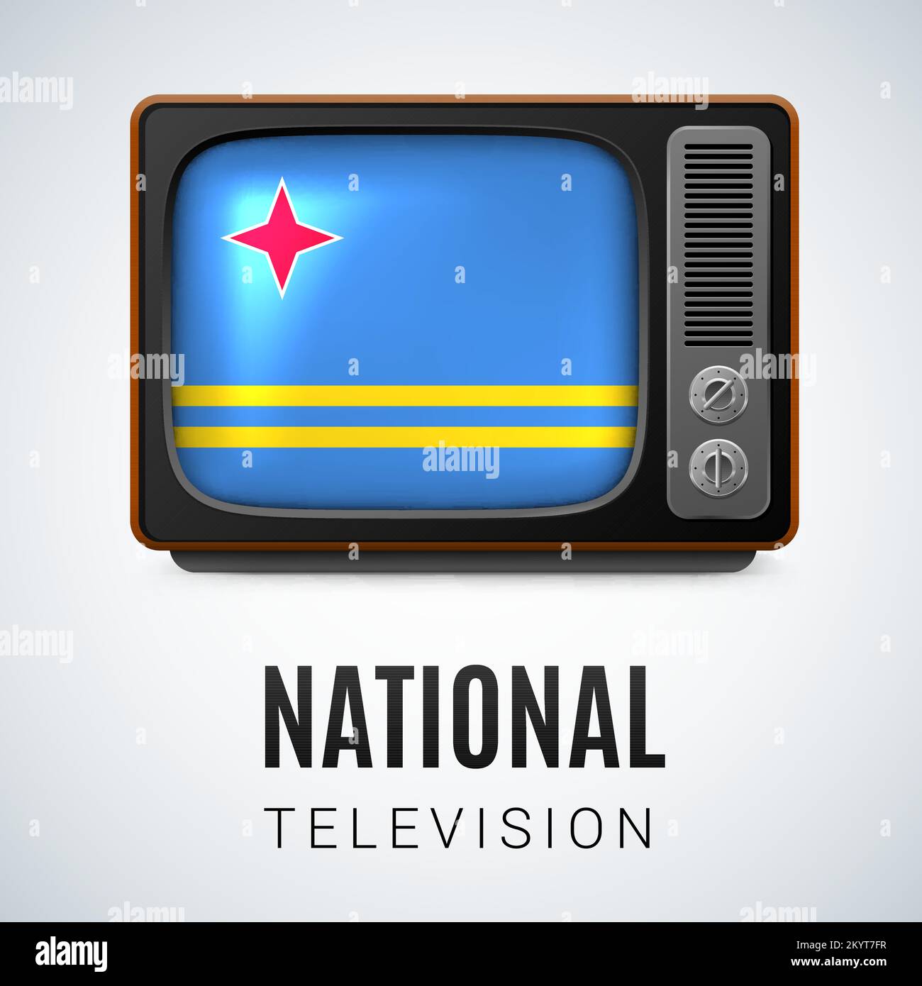 Vintage TV and Flag of Aruba as Symbol National Television. Tele ...