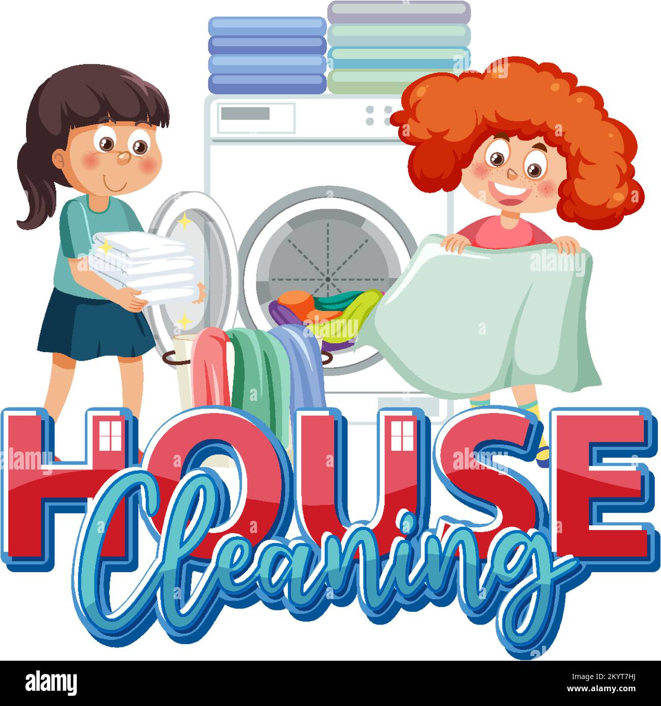 House Cleaning text for banner or poster design illustration Stock ...