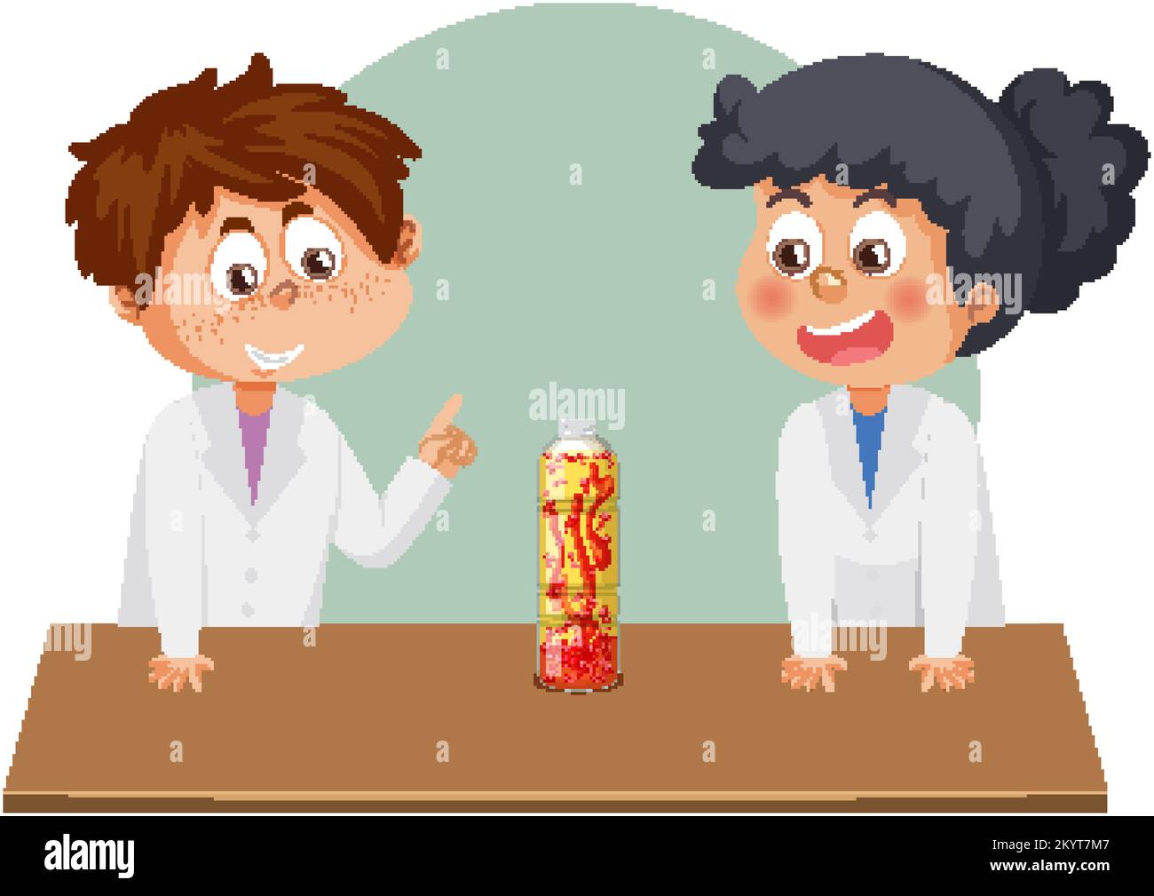 Students with lava lamp science experiment illustration Stock Vector ...