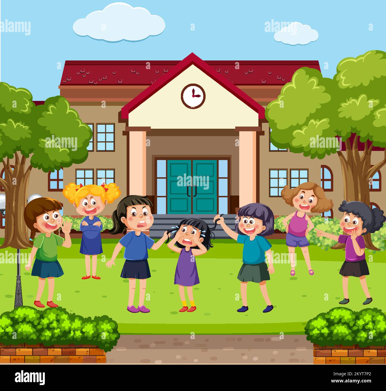 Kids bullying their friend at school illustration Stock Vector Image ...