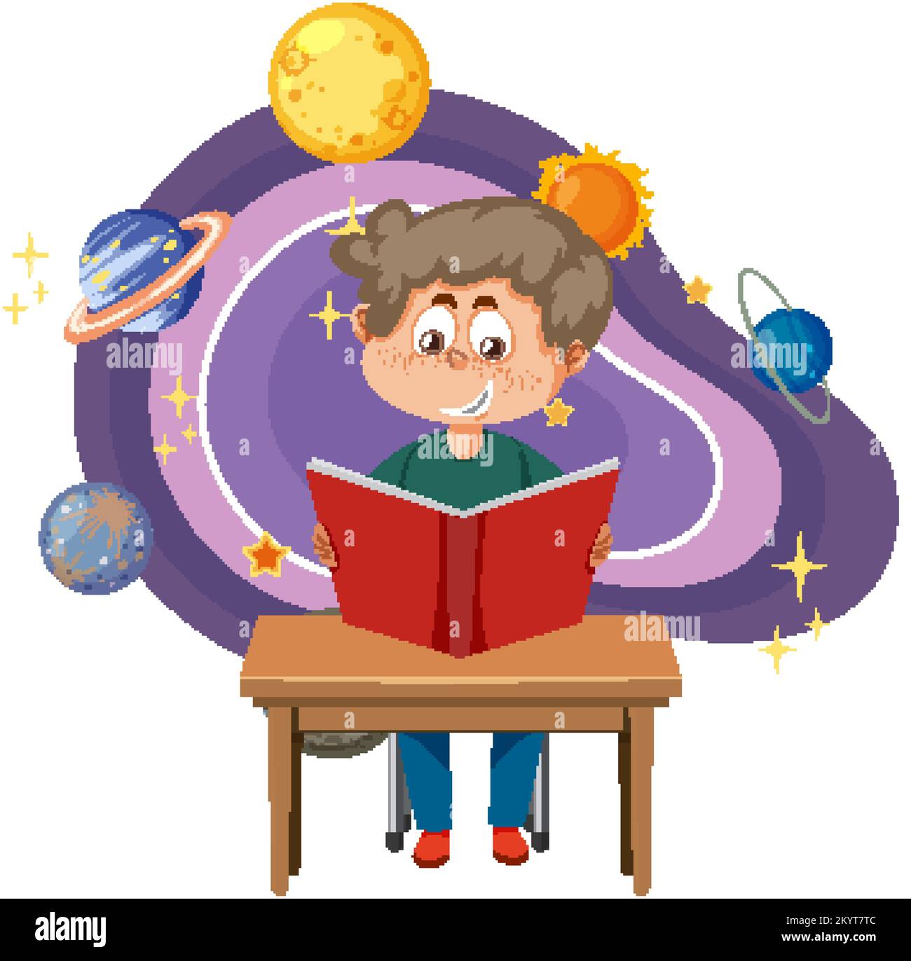 Astronomy kids in cartoon style illustration Stock Vector Image & Art ...