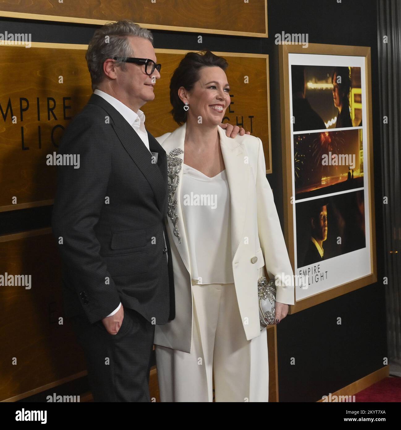 Cast members Colin Firth (L) and Olivia Colman attend the premiere of ...