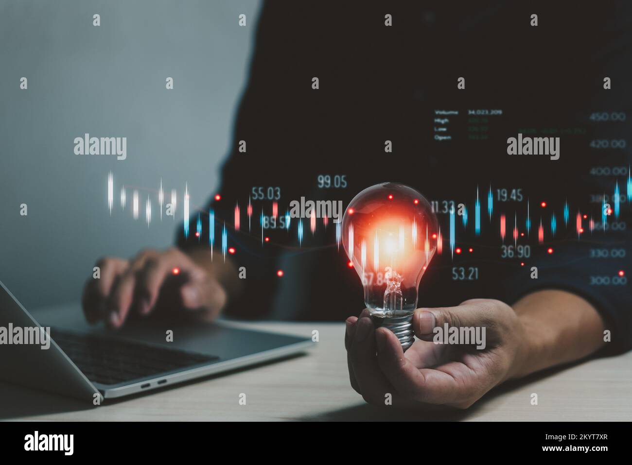 Businessman holding a light bulb in hand innovation concept. Business ...