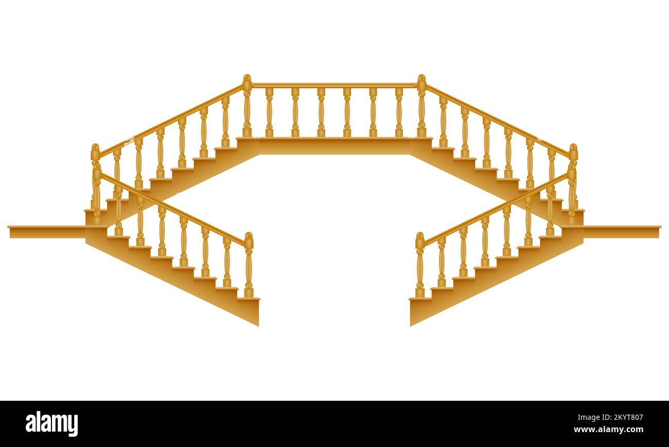 stairs for the house inside to the second floor made of wooden vector ...