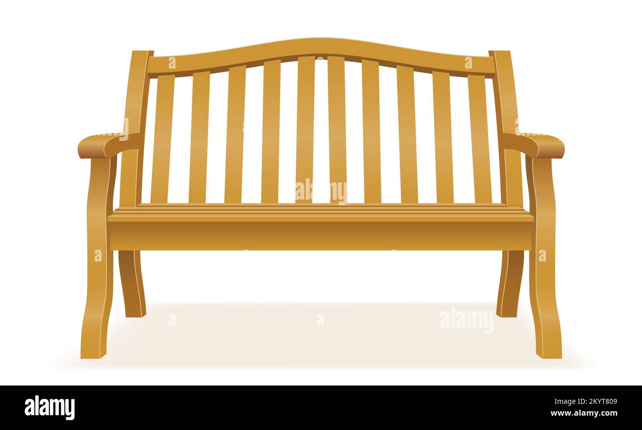 wooden garden park bench vector illustration isolated on white ...