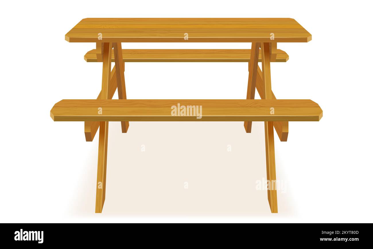 benches with a picnic table in the garden or park vector illustration ...
