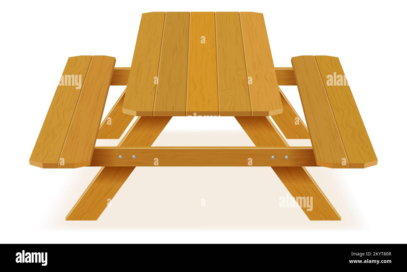 benches with a picnic table in the garden or park vector illustration ...