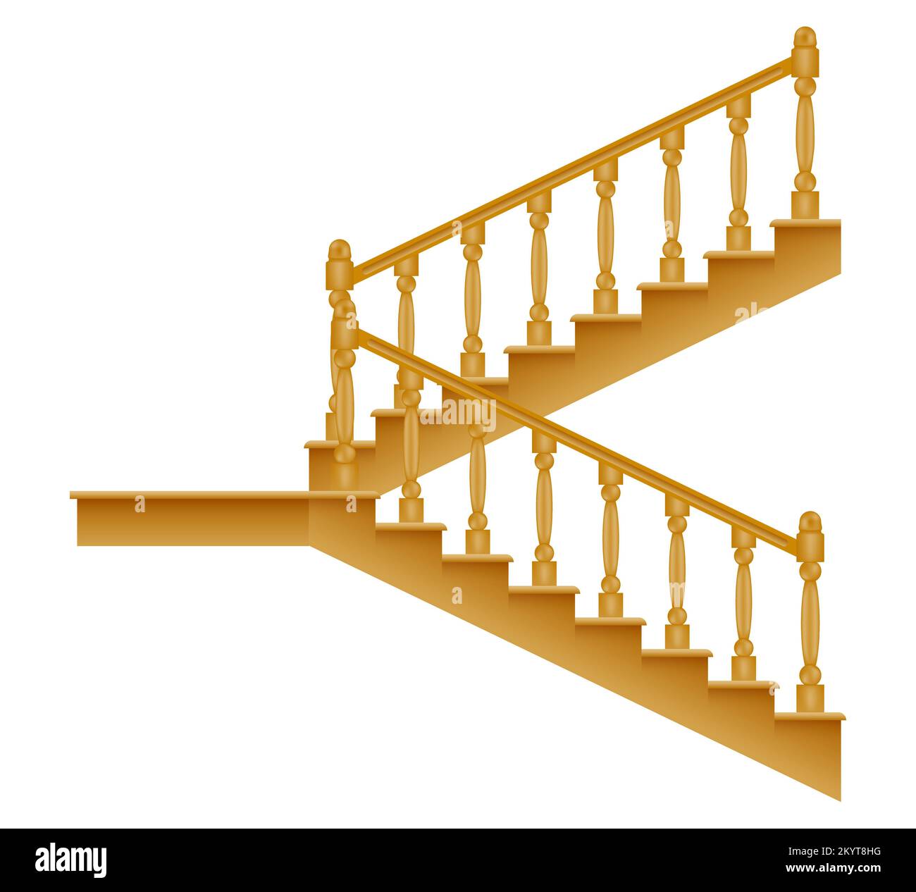 stairs for the house inside to the second floor made of wooden vector ...