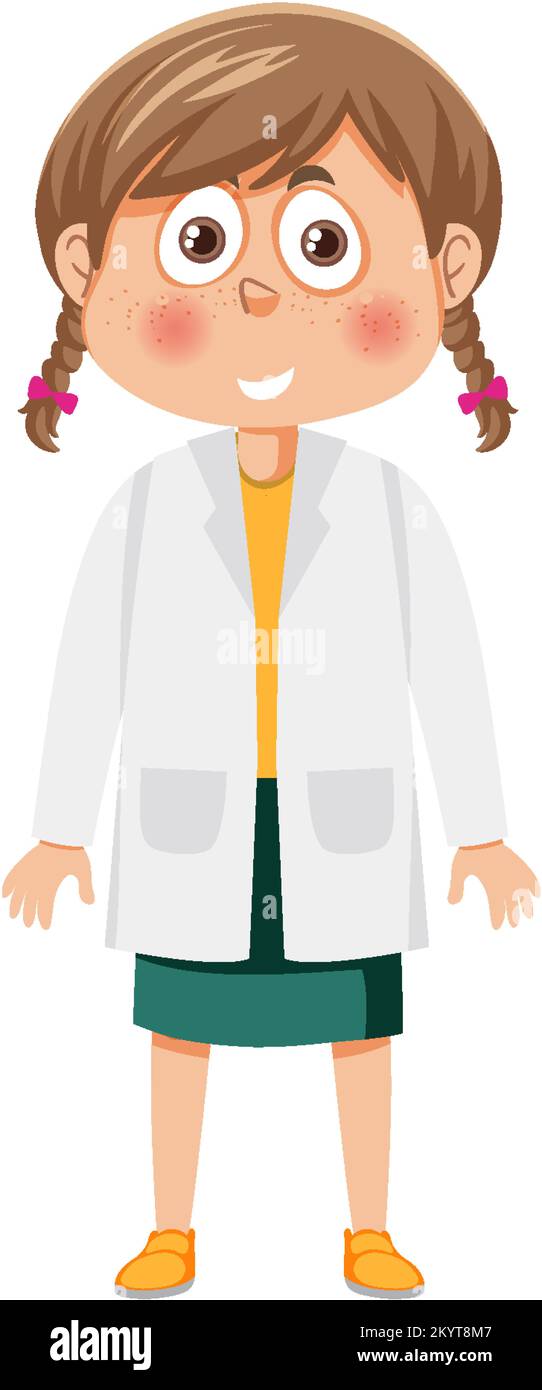 Scientist girl wearing lab coat illustration Stock Vector Image & Art ...