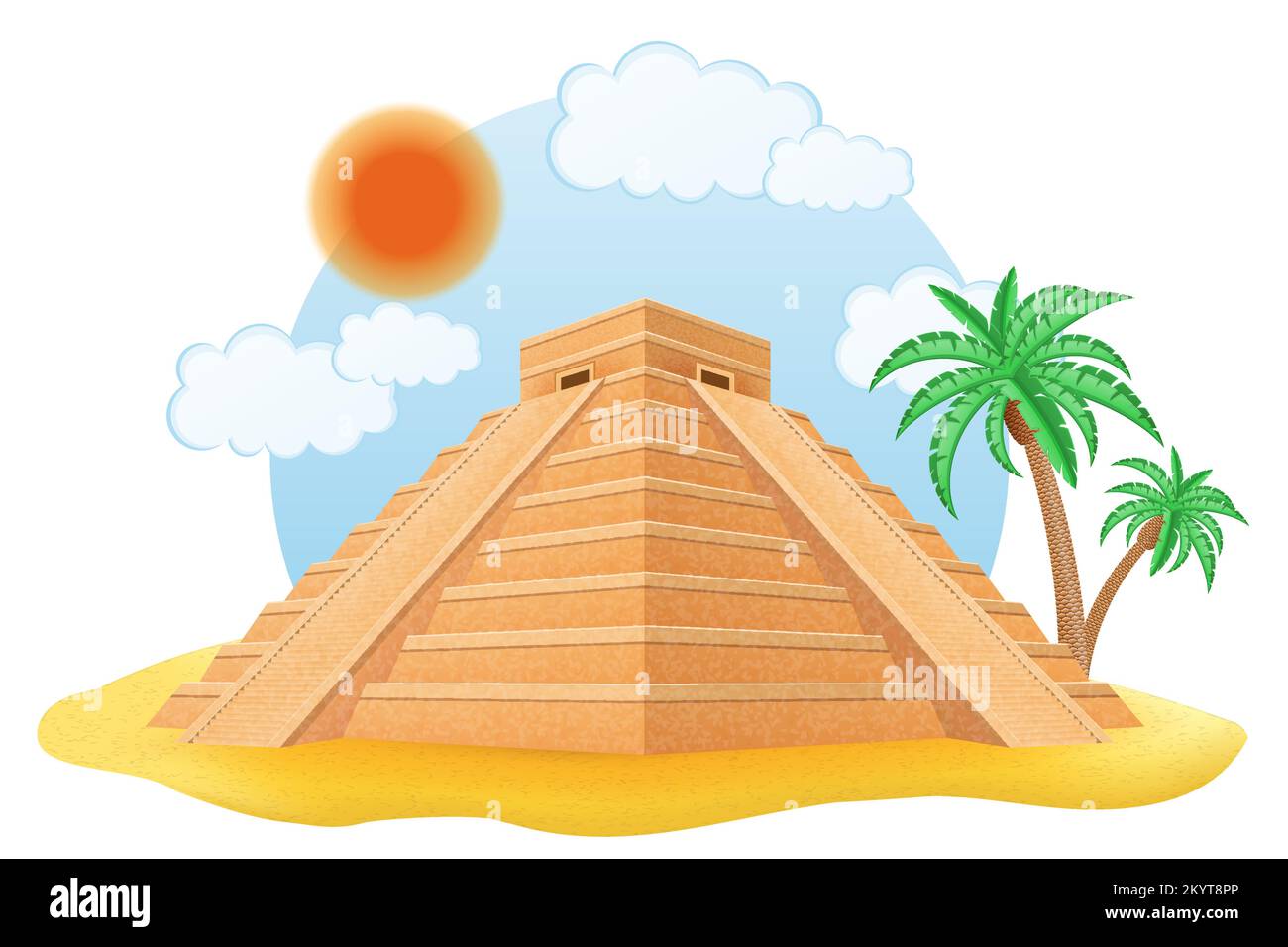 ancient mayan pyramid vector illustration isolated on white background ...