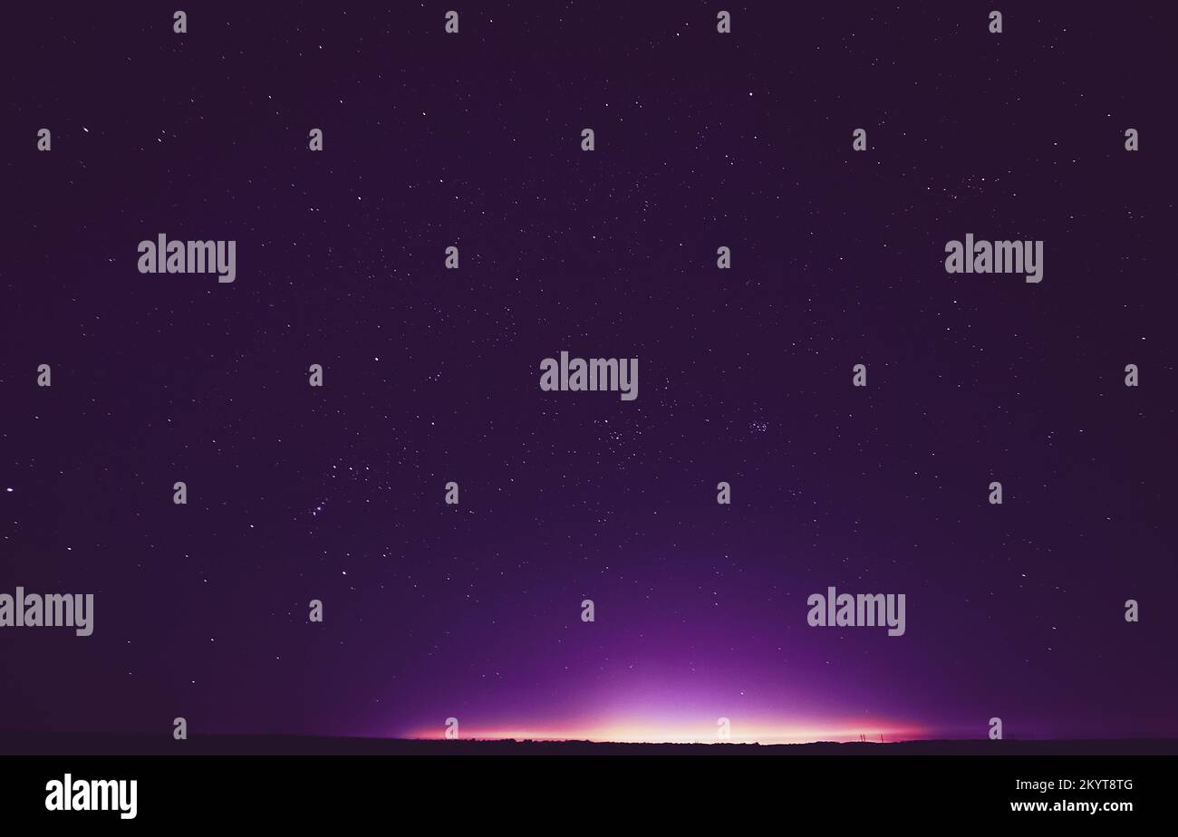 Colourful Night Starry Sky In Violet Colors. Soft Magenta-pink Colours ...