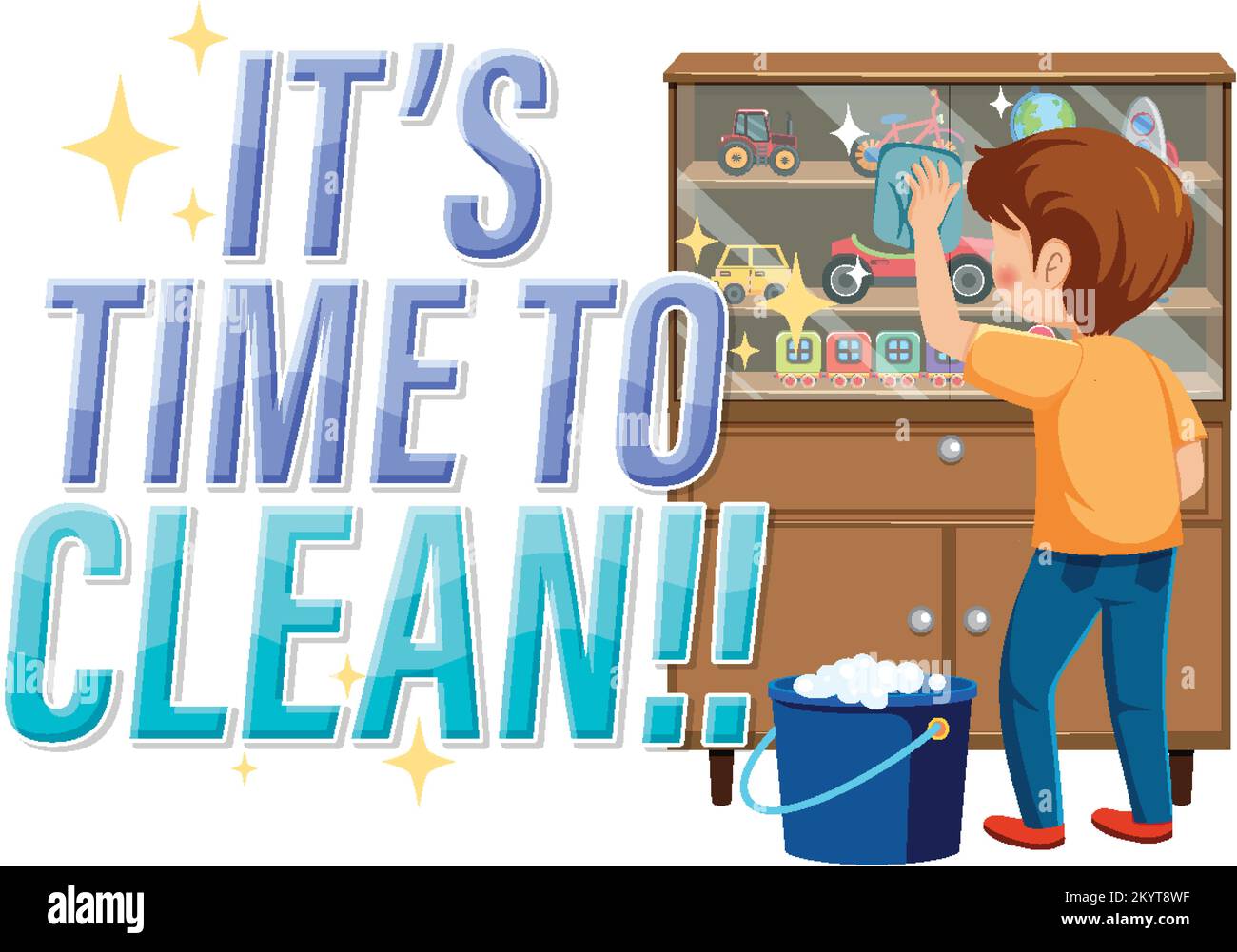 Time to clean text illustration Stock Vector Image & Art - Alamy
