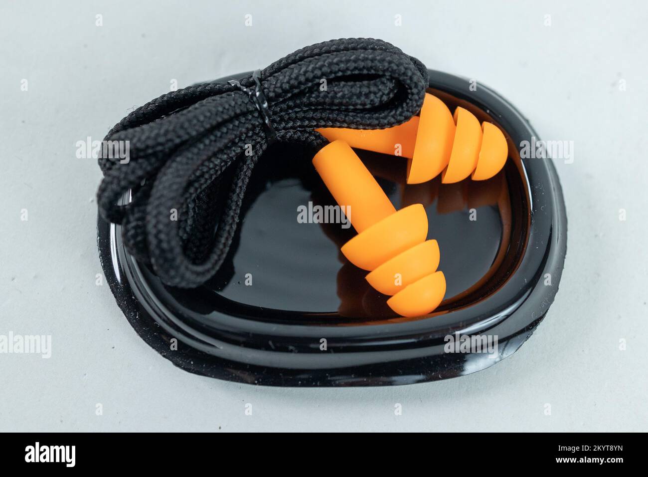 Silicone ear plugs for human ears on white background Stock Photo - Alamy