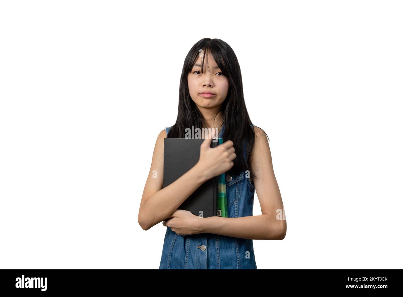 teenage student girl asian hold book on white background.Back to school ...