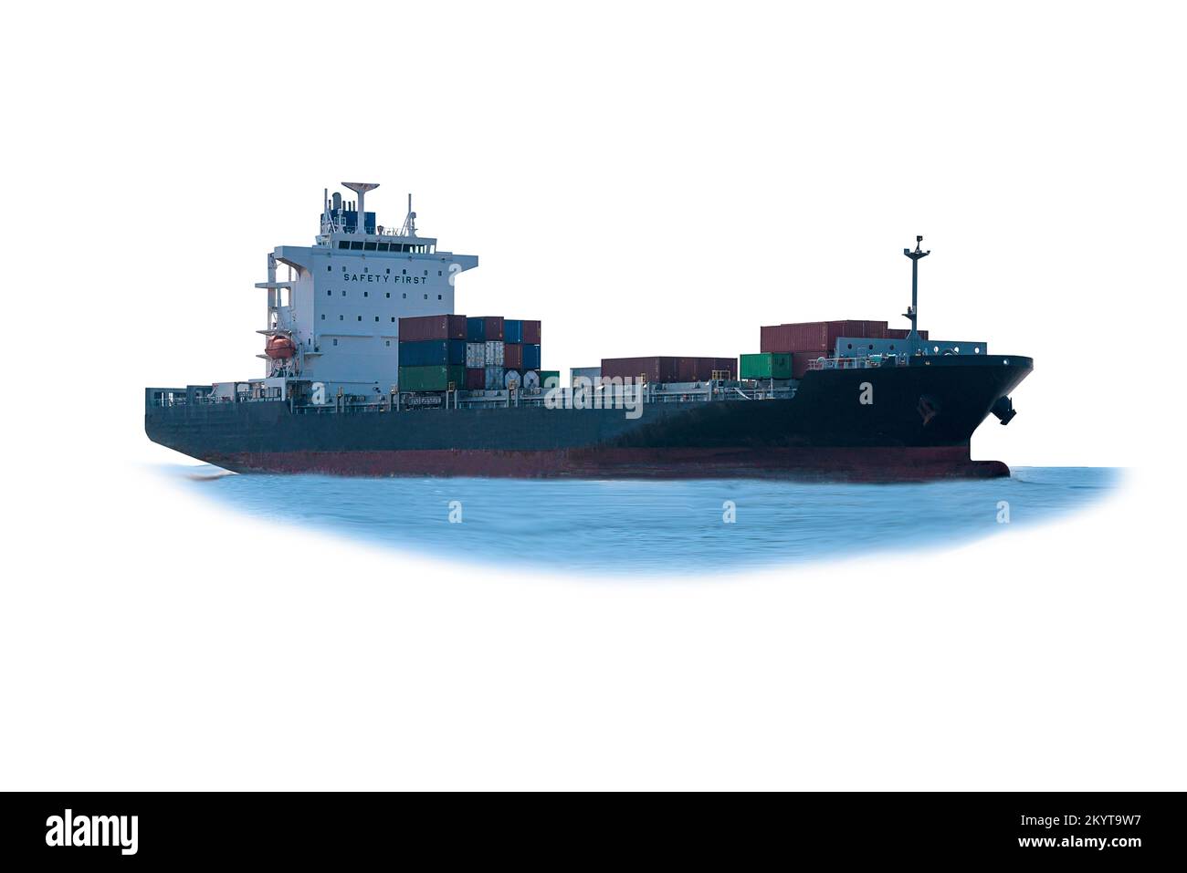 Container Cargo ship in the ocean isolated on white background, Freight ...