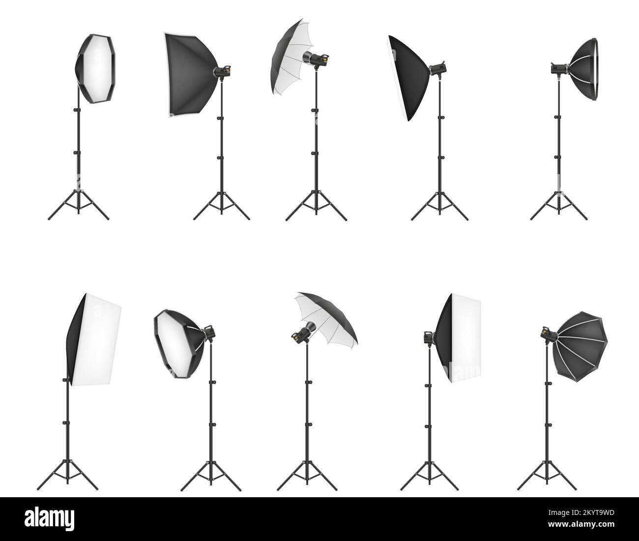 softbox with flash on tripod for a photo studio vector illustration ...