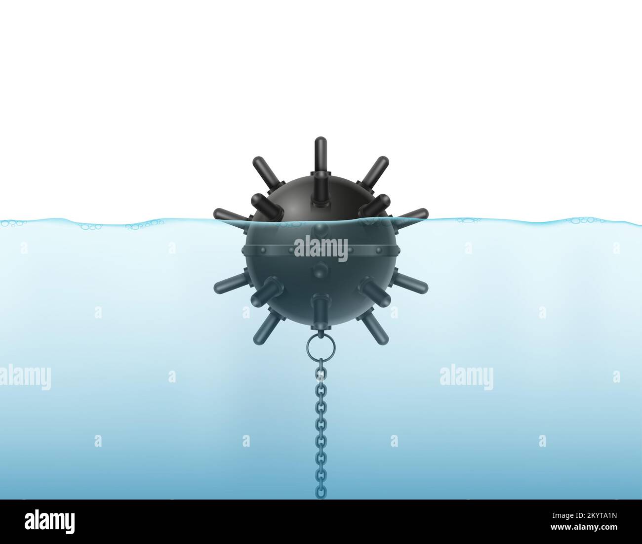 naval deep sea anti ship military mine vector illustration isolated on ...