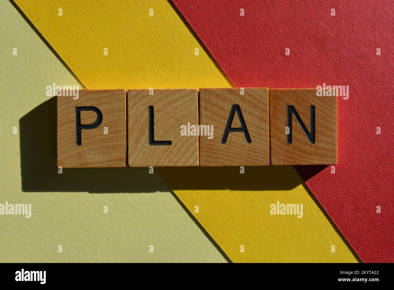 Plan, word in wooden alphabet letters isolated on background Stock ...