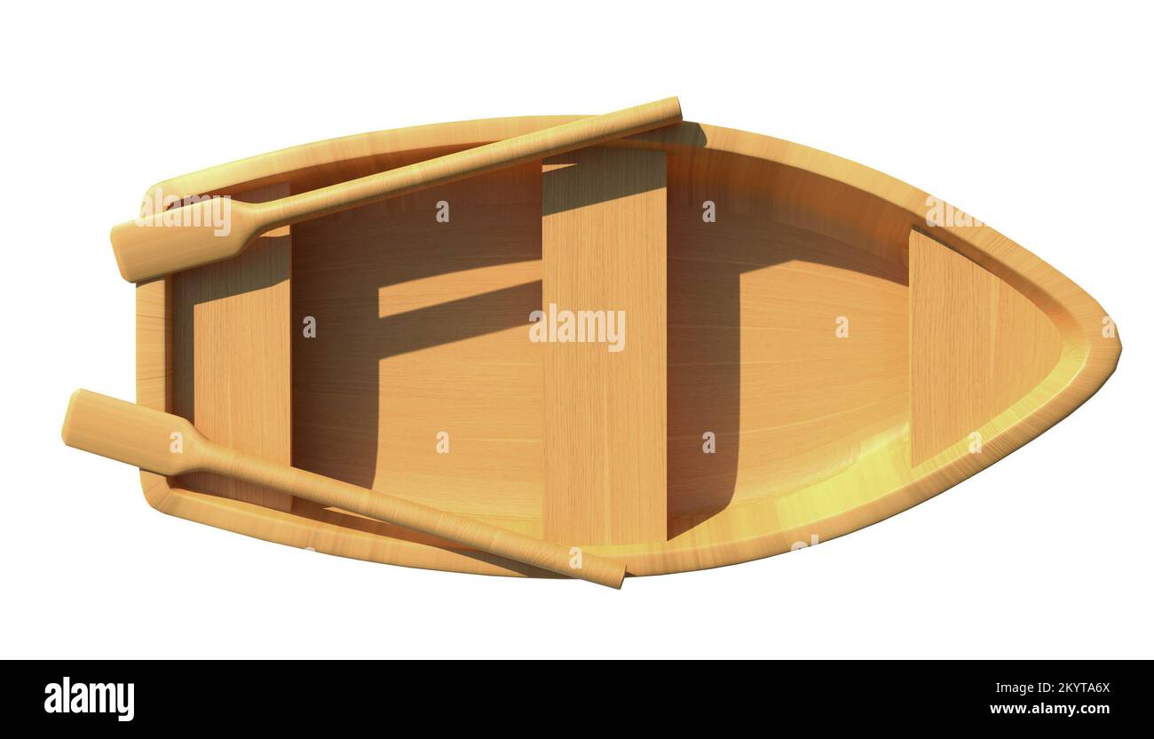 wooden boat 3d render illustration isolated on white background Stock ...