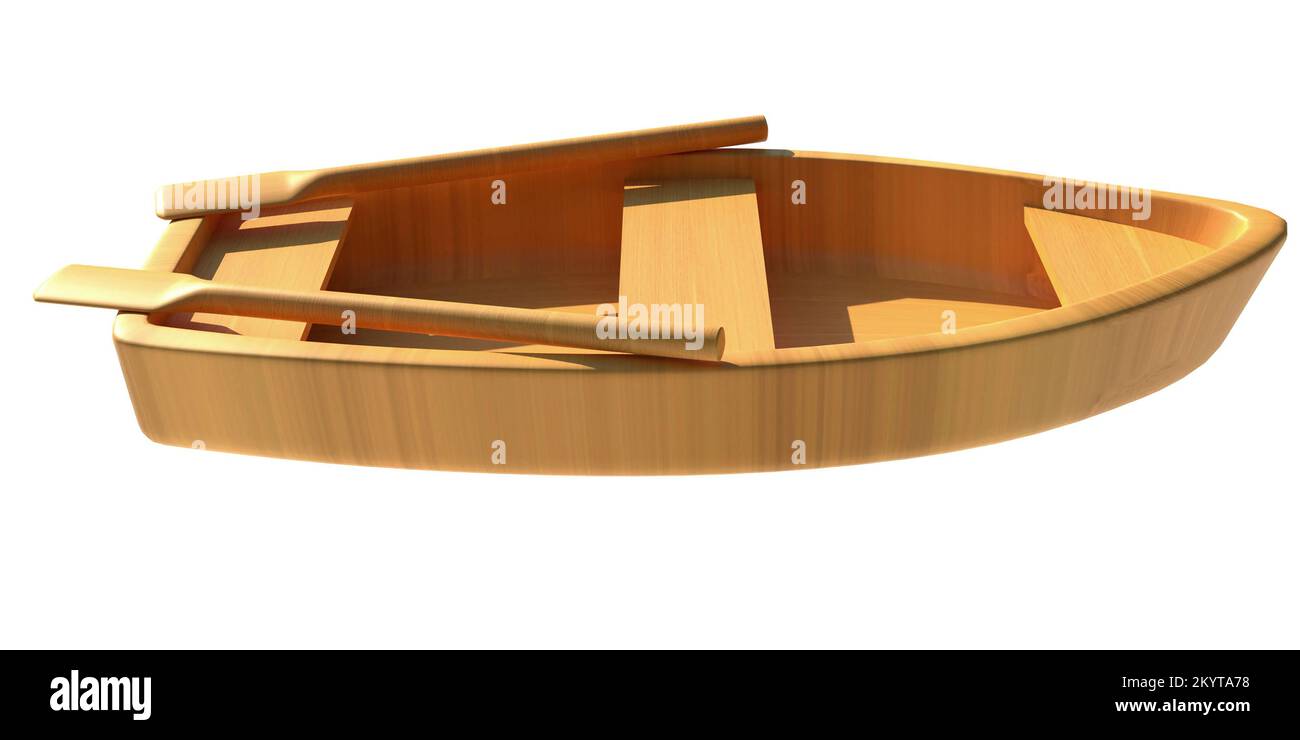 wooden boat 3d render illustration isolated on white background Stock ...