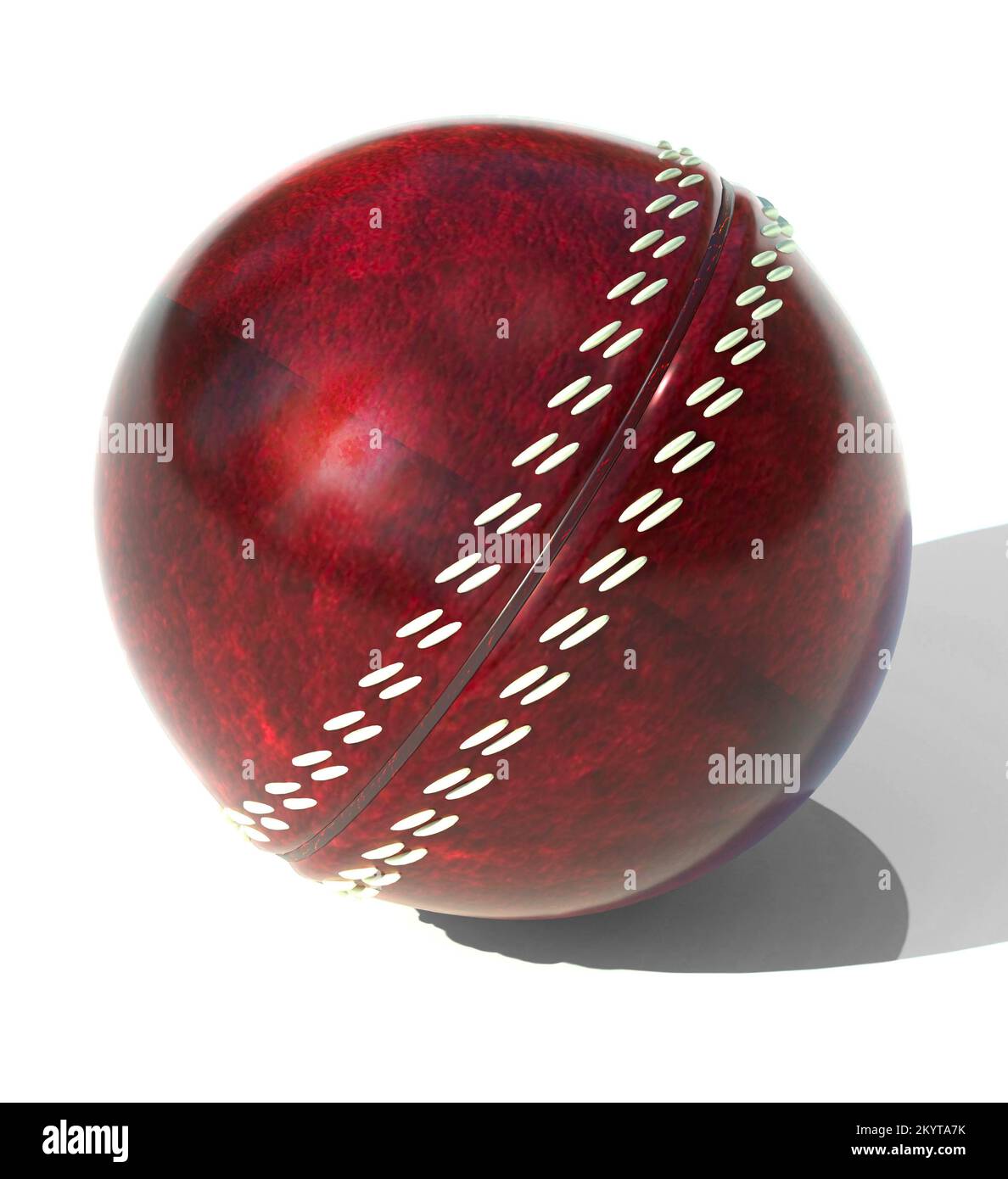 leather red cricket ball 3d render illustration isolated on white ...