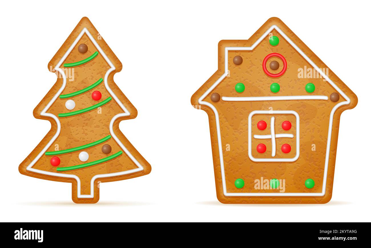 christmas gingerbread cookies for new year's holiday celebration vector ...
