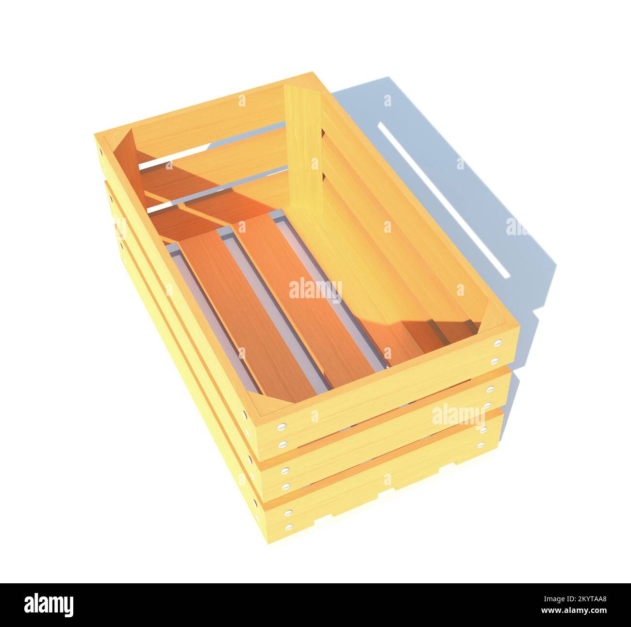 wooden box container 3d render illustration isolated on white ...