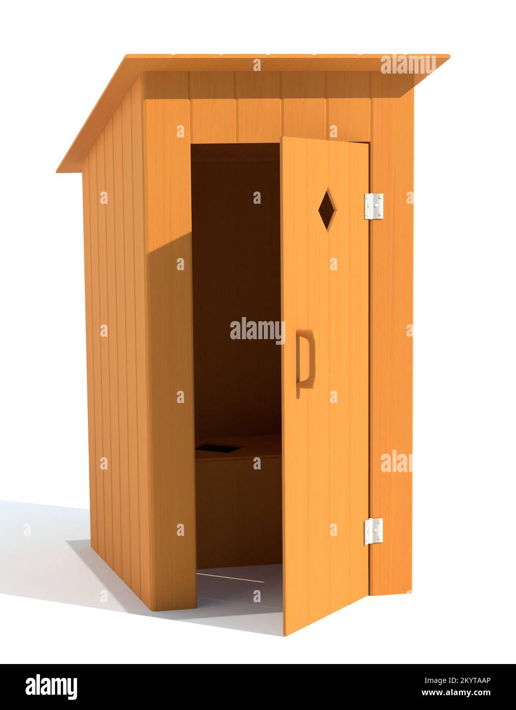 rural outdoor toilet made of wood 3d render illustration isolated on ...