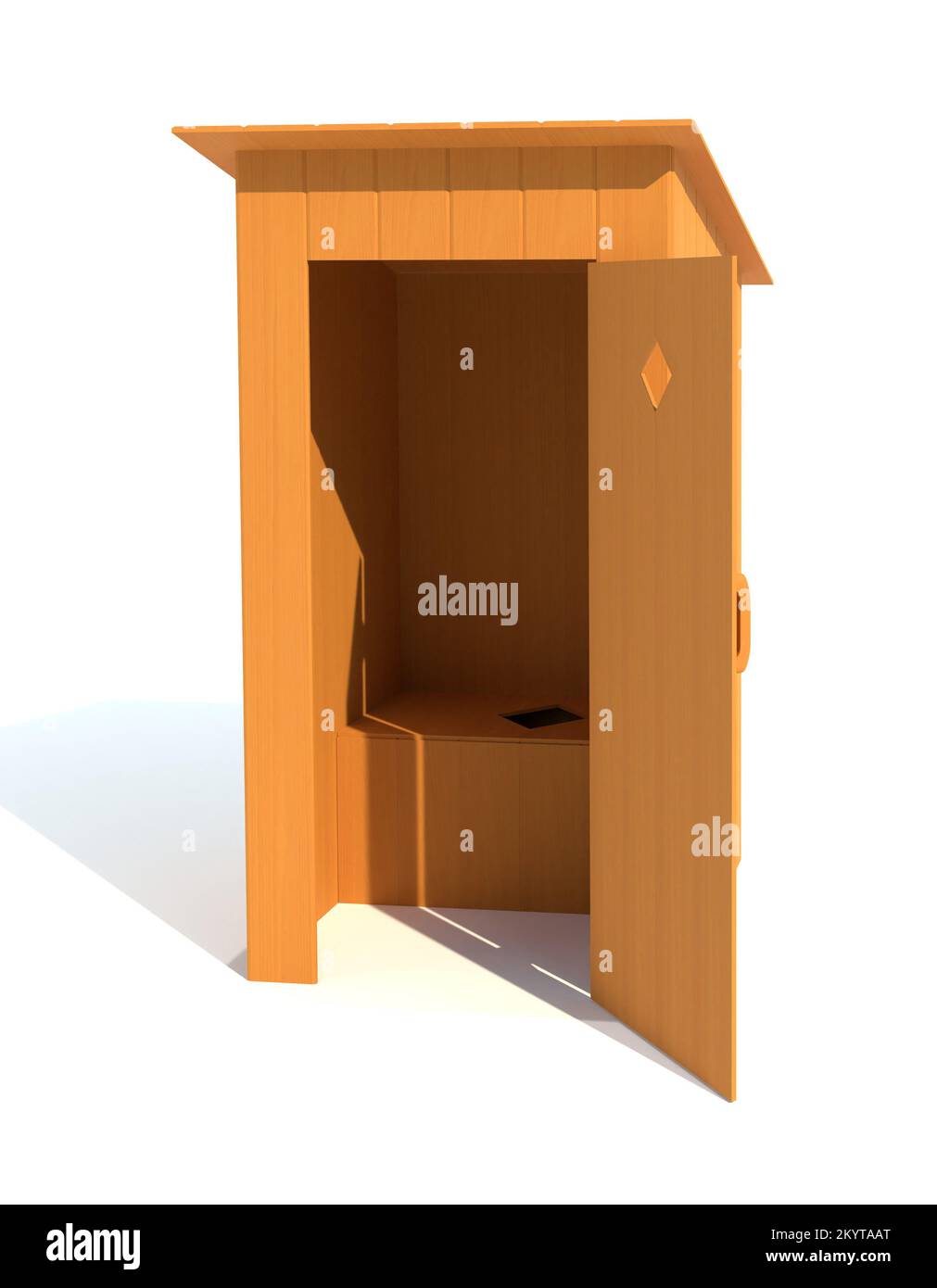 rural outdoor toilet made of wood 3d render illustration isolated on ...