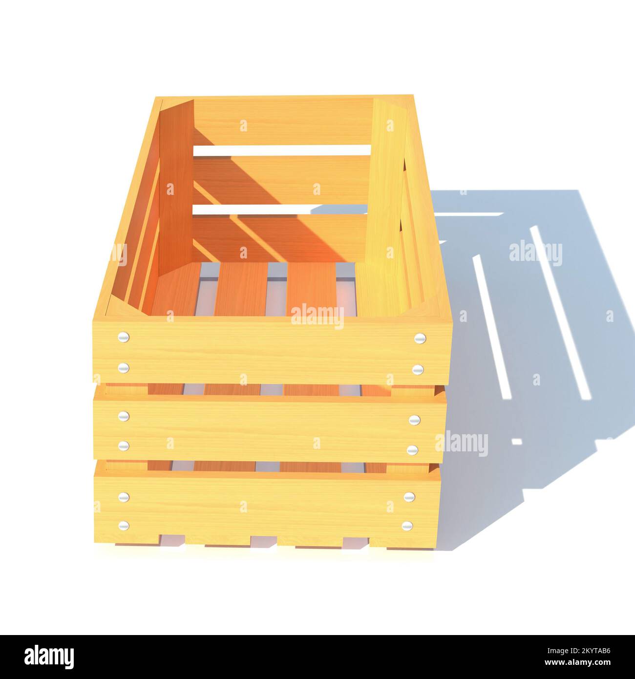 wooden box container 3d render illustration isolated on white ...
