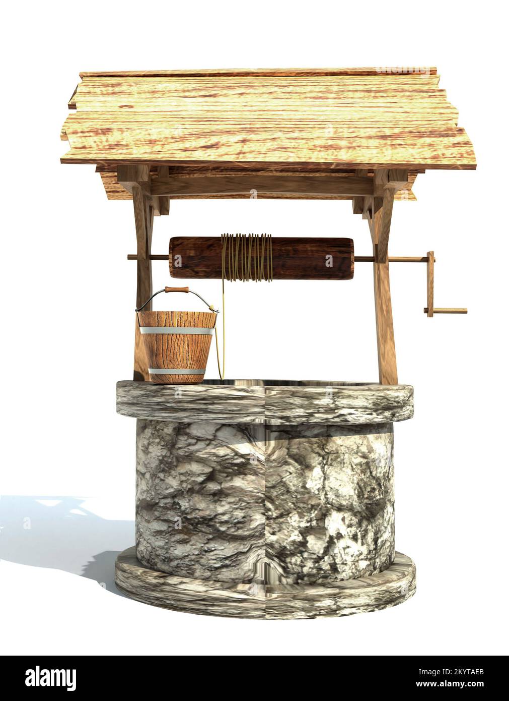 retro old stone water well 3d render illustration isolated on white ...