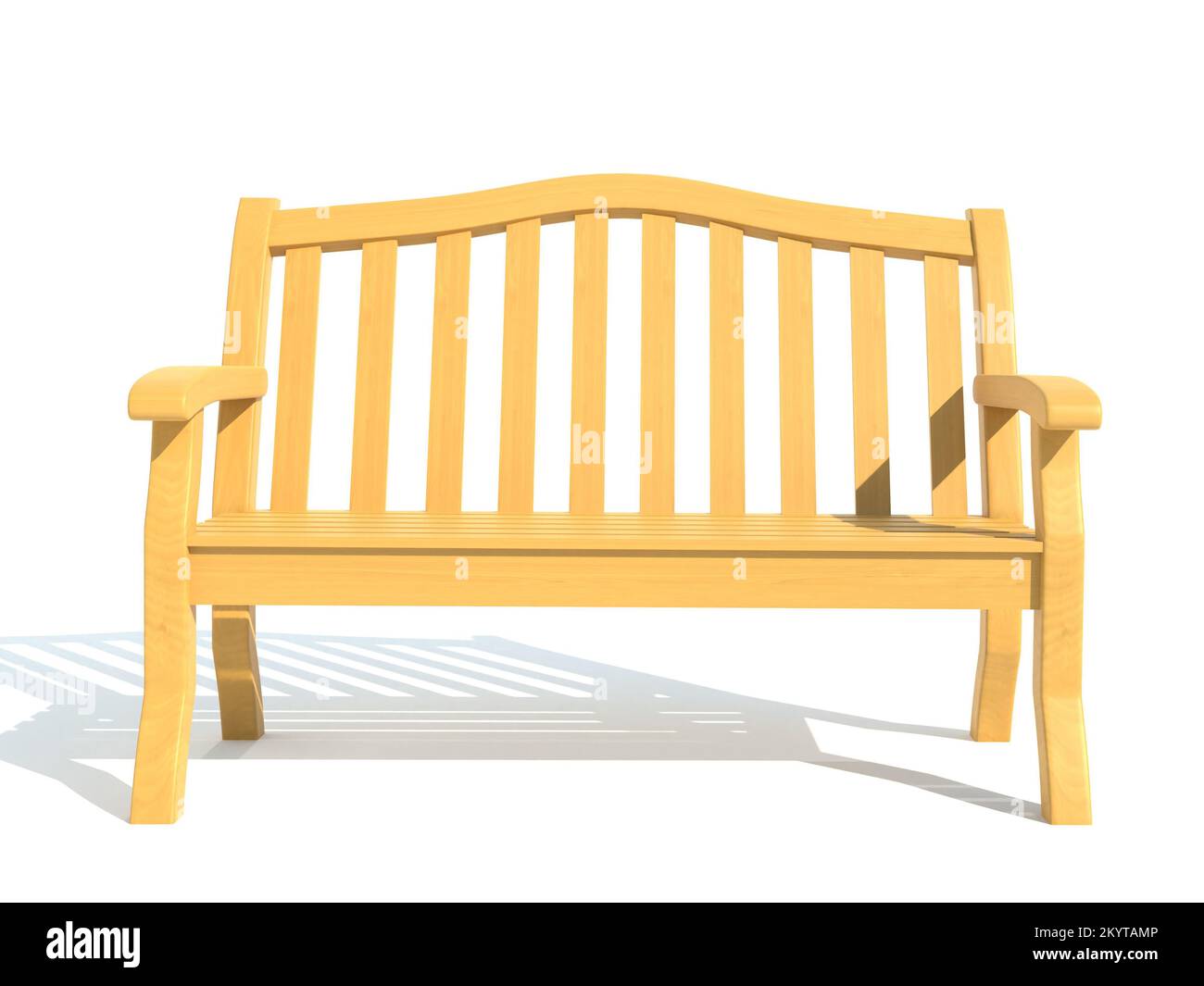 wooden garden park bench 3d render illustration isolated on white ...
