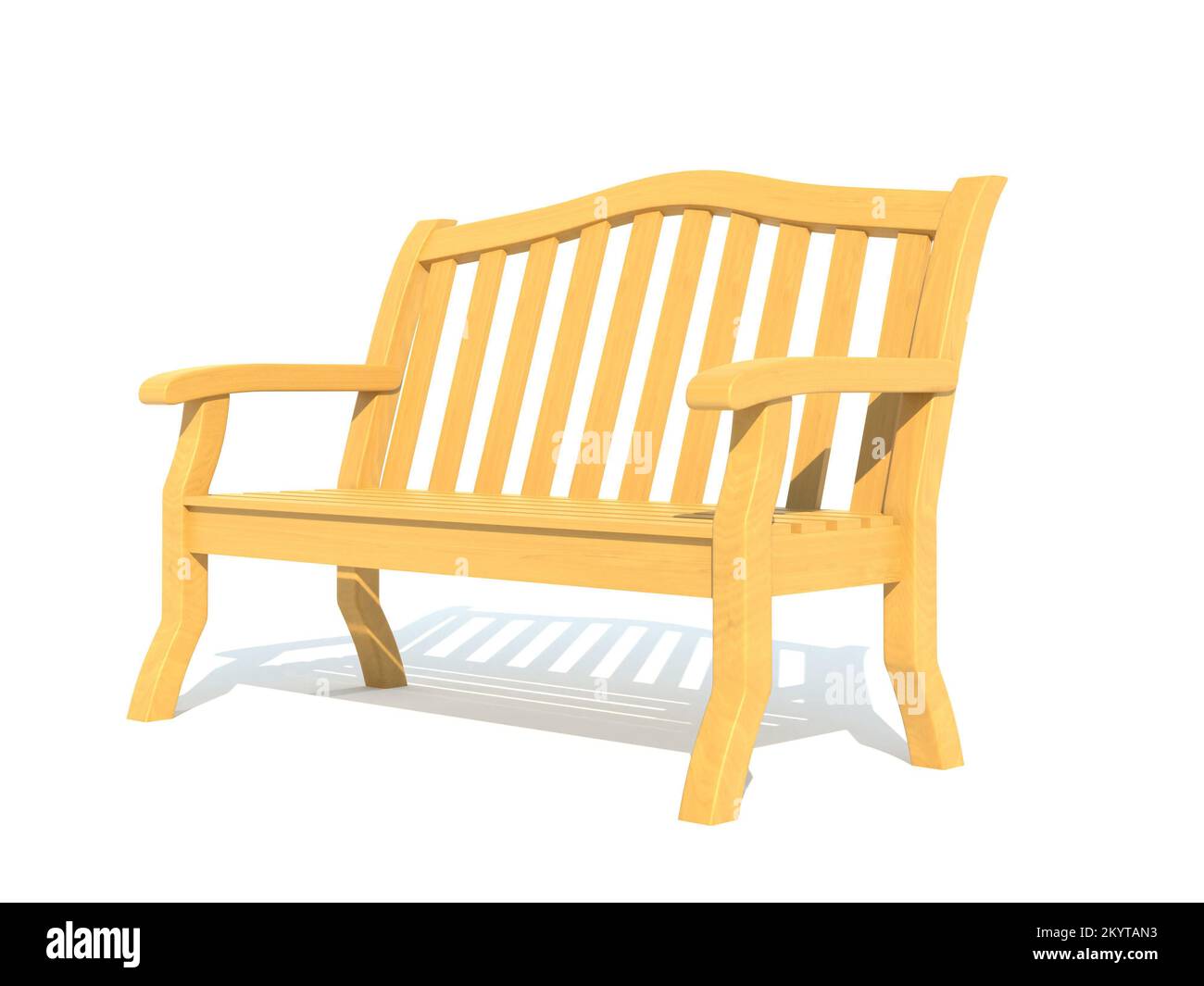 wooden garden park bench 3d render illustration isolated on white ...