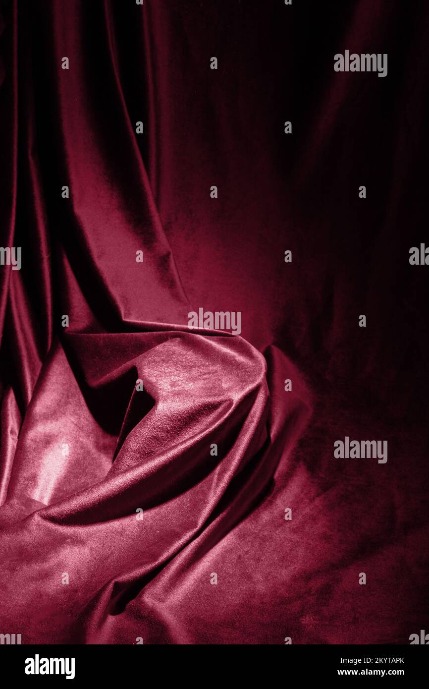 Luxurious cloth background of velvet, velor fabric in trendy color Viva ...