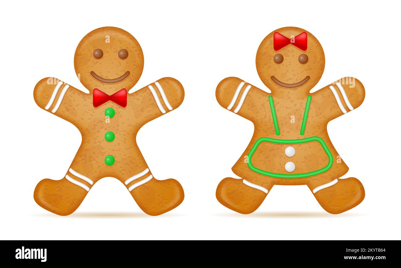 christmas gingerbread cookies for new year's holiday celebration vector ...
