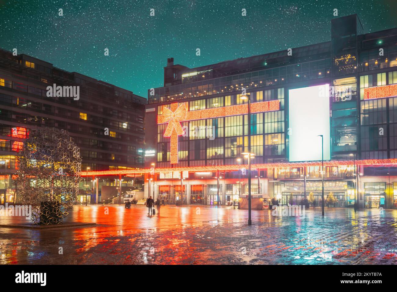 Helsinki, Finland. Light Blue Dramatic Sky With Shining Stars. Azure ...