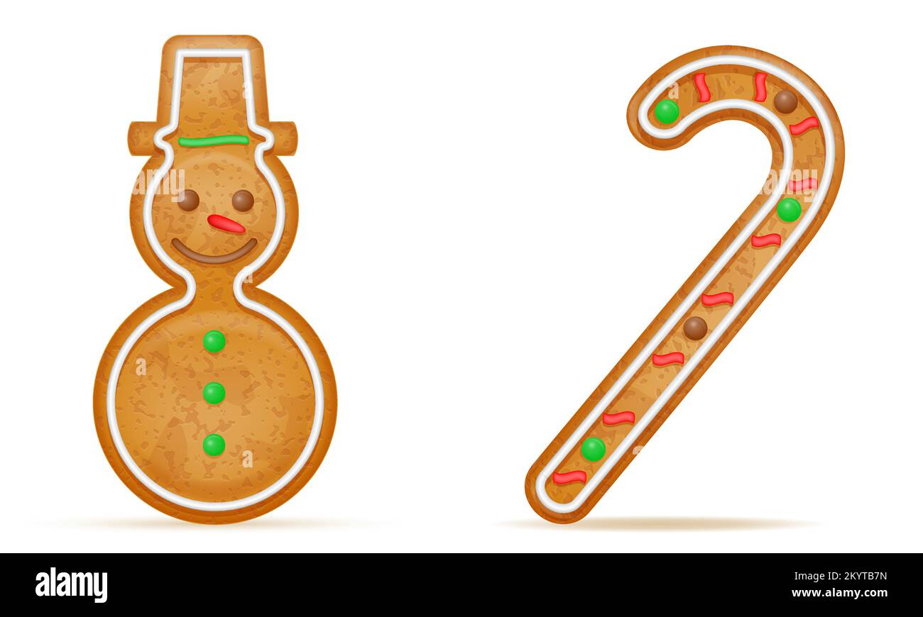 christmas gingerbread cookies for new year's holiday celebration vector ...