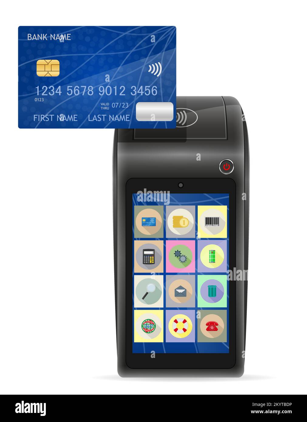 pos terminal for contactless payment for products and services vector ...