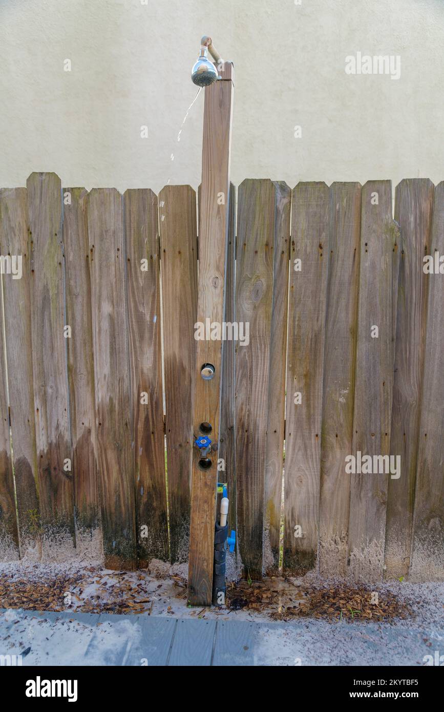 Outdoor shower area at the beach resort or swimming pool in Destin ...