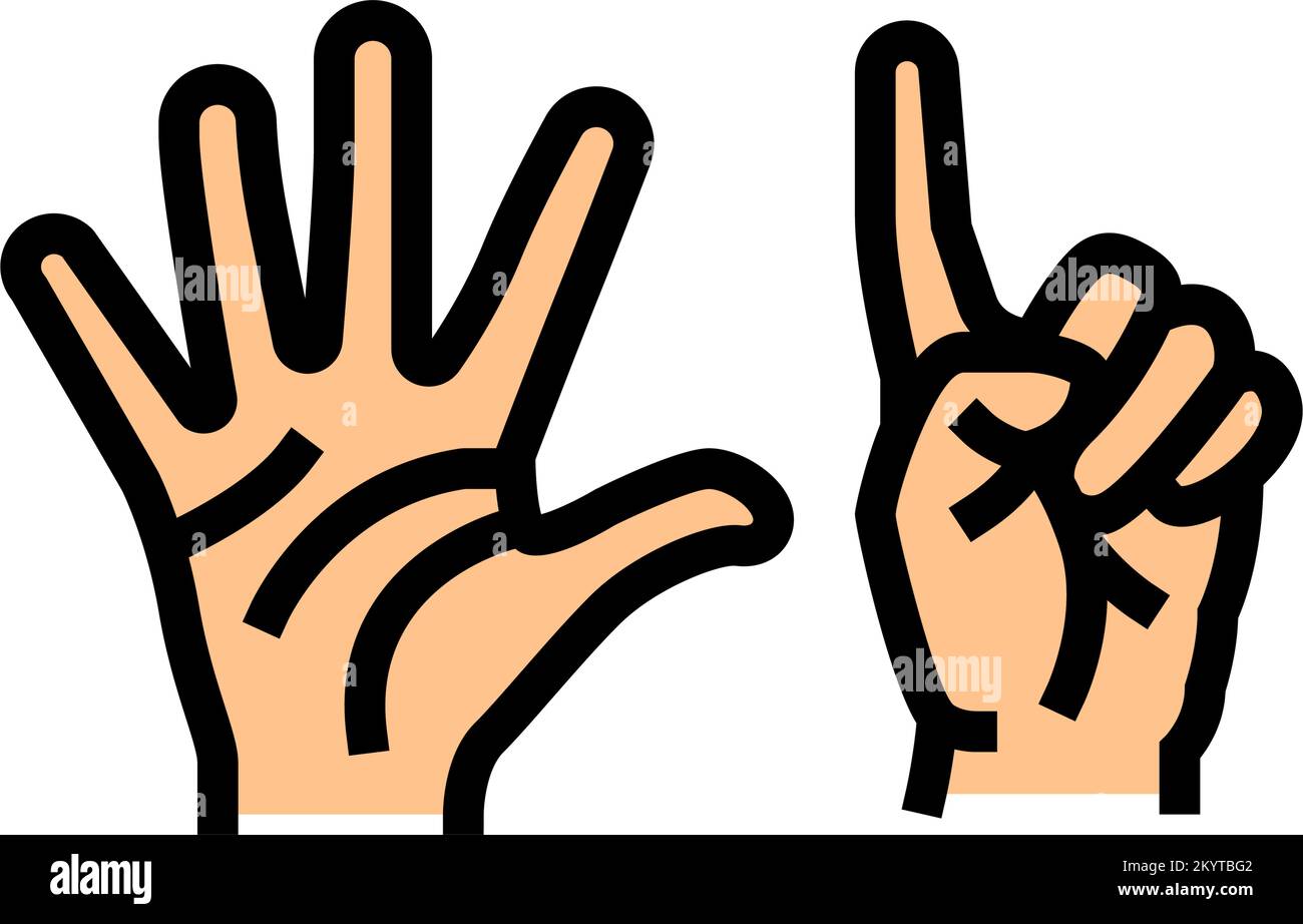 six number hand gesture color icon vector illustration Stock Vector Image & Art - Alamy