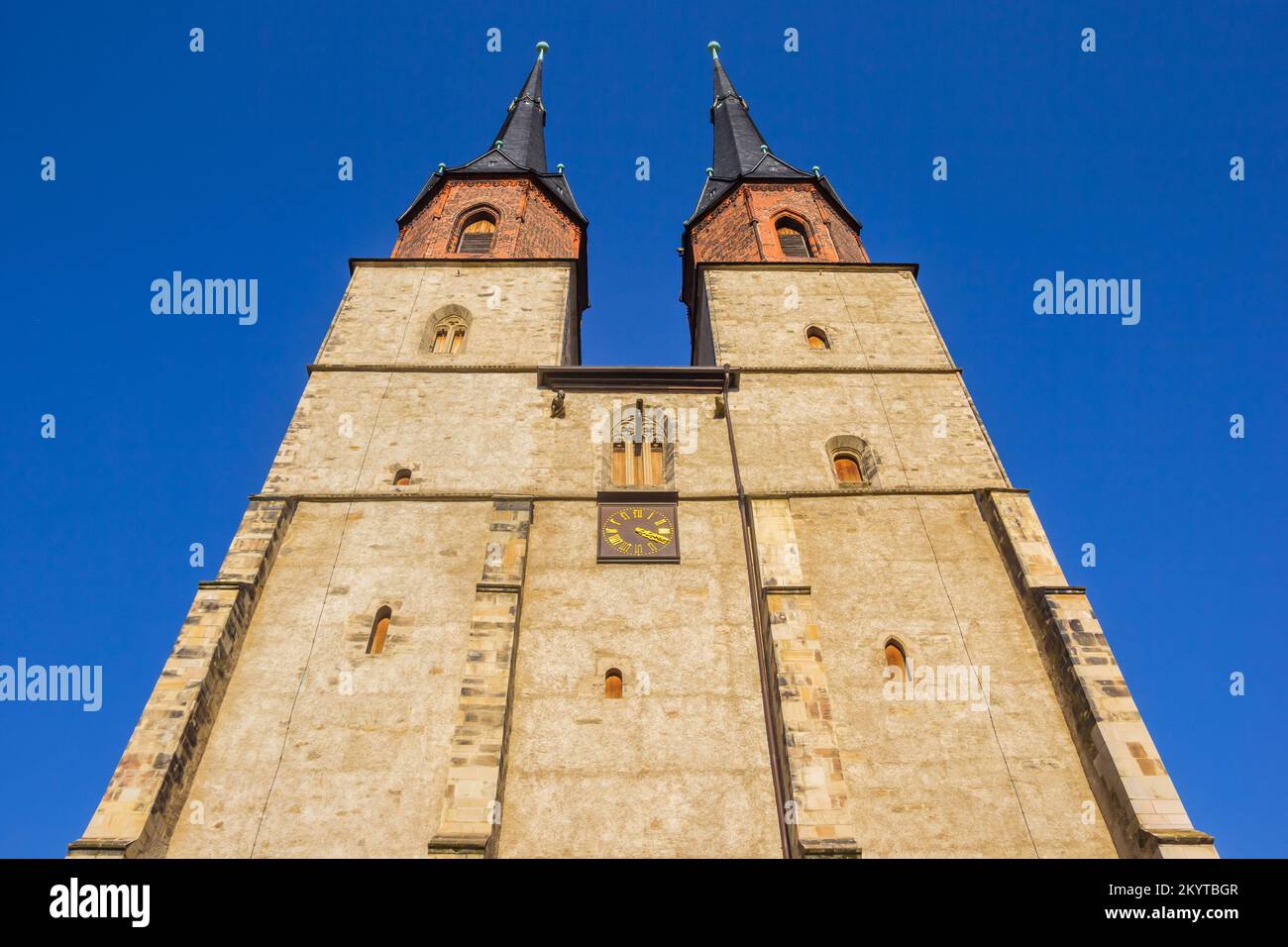 Towers of the historic market church in Halle, Germany Stock Photo - Alamy