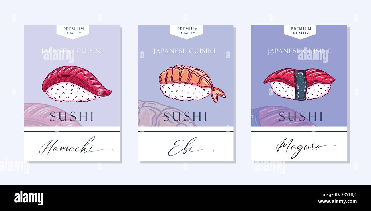Asian Food Abstract Logo Template. Hand Drawn Sushi Sashimi Roll and ...