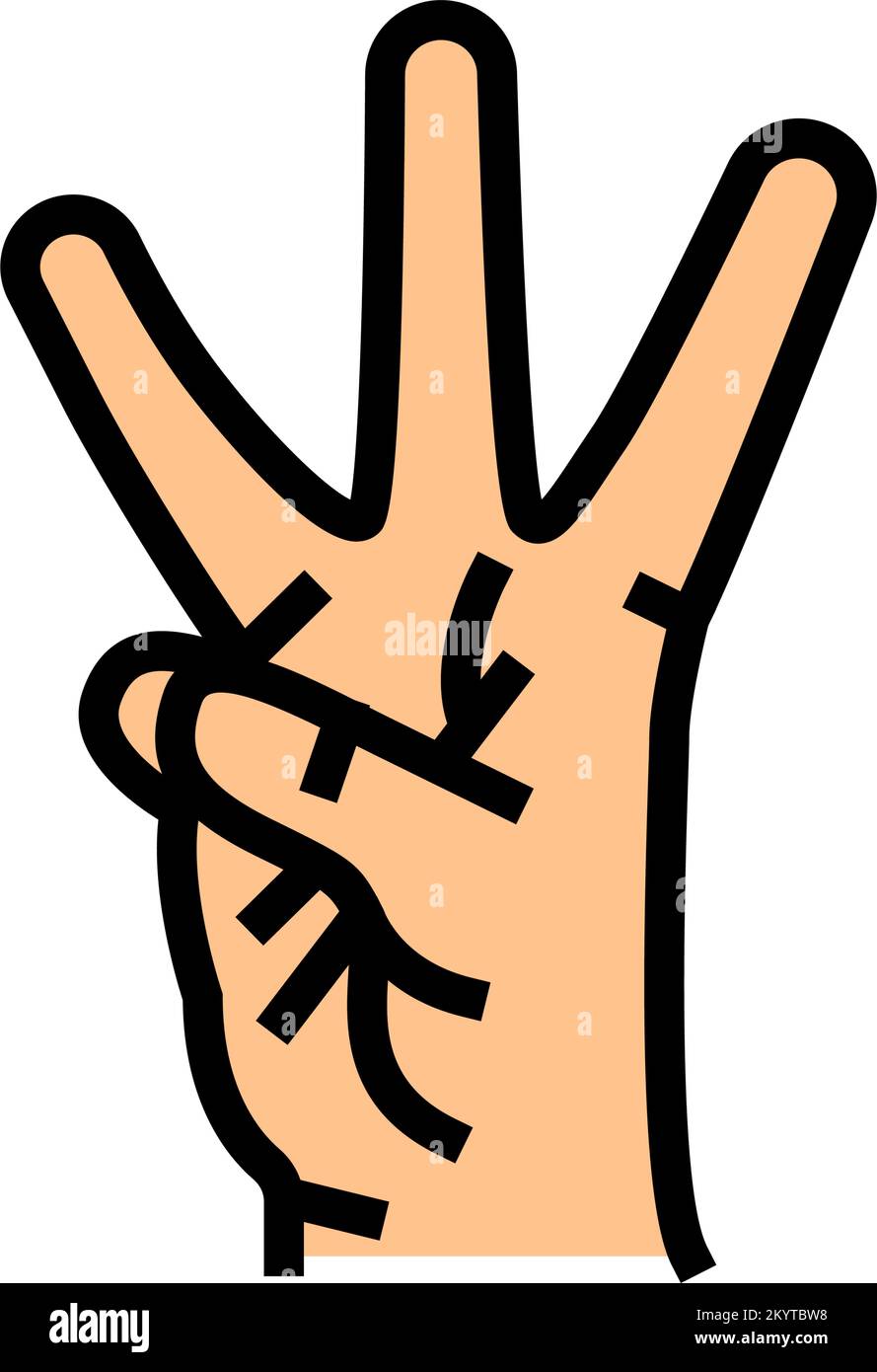 three number hand gesture color icon vector illustration Stock Vector ...