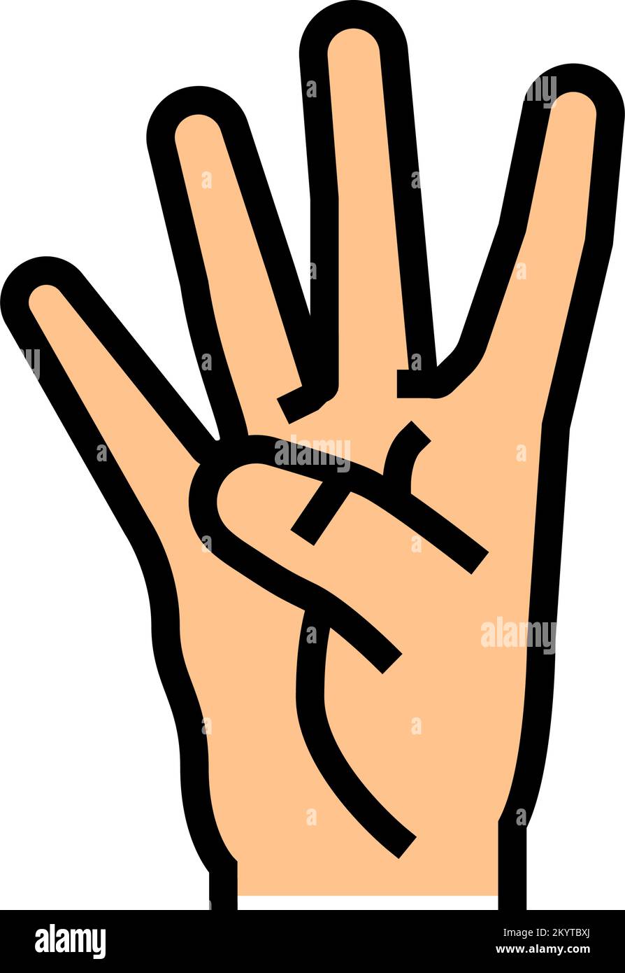 four number hand gesture color icon vector illustration Stock Vector ...