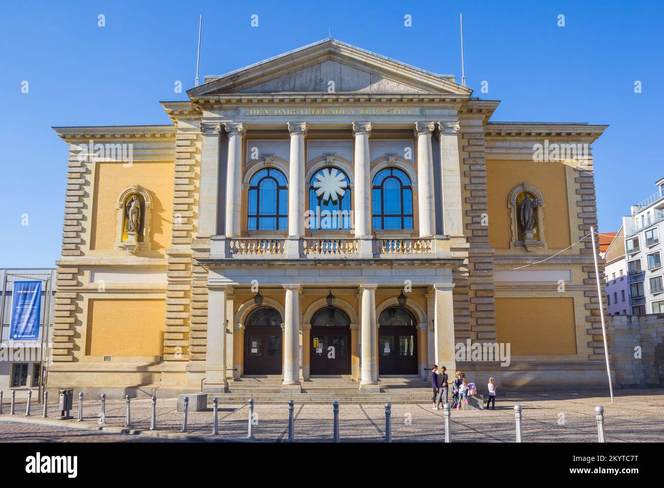 Front facade of the historic opera house in Halle, Germany Stock Photo ...