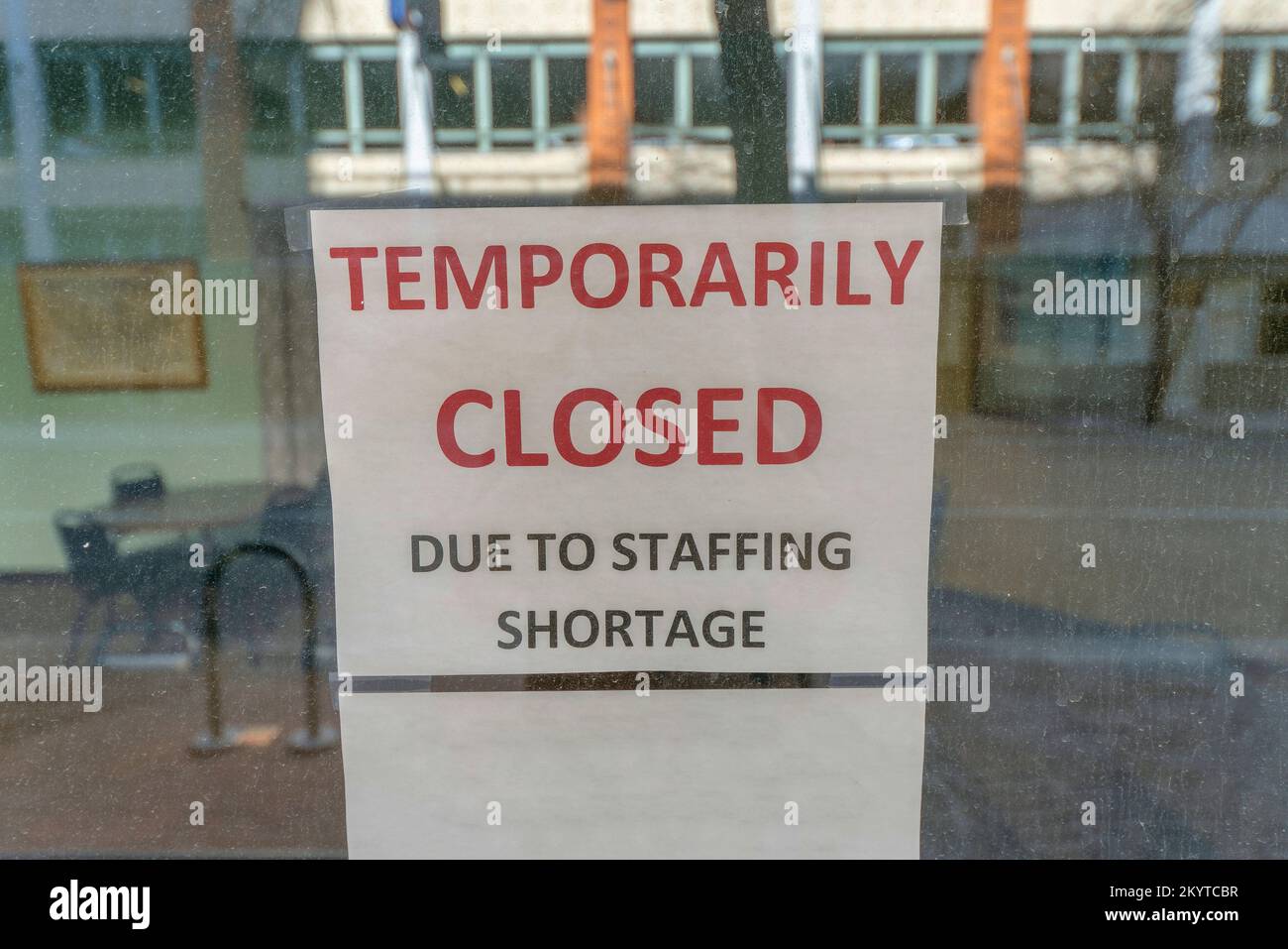 San Antonio, Texas- Selective focus of a signage with Temporarily ...